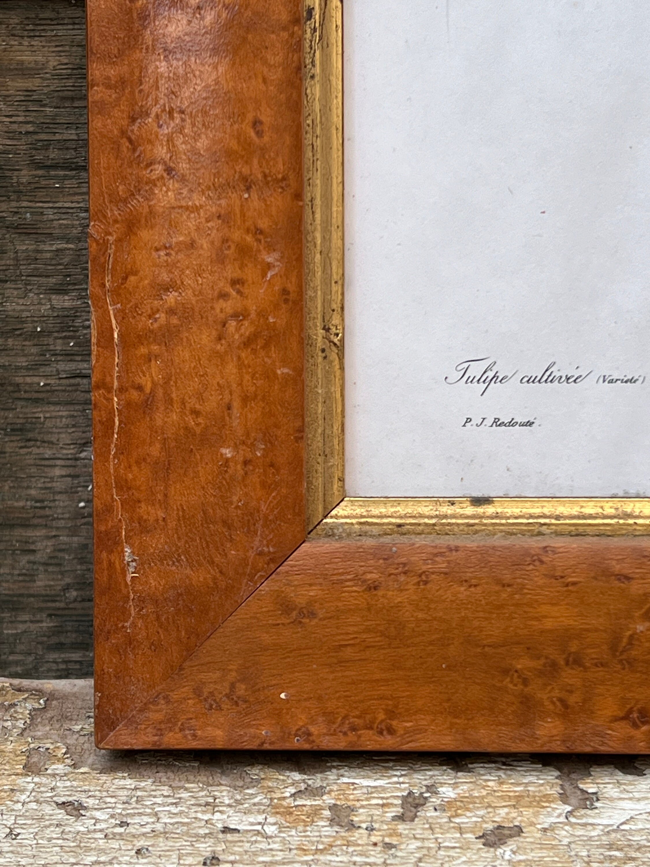 Vintage Birds Eye Maple Veneered Picture Frame With Gold Leaf Filet 12 ...