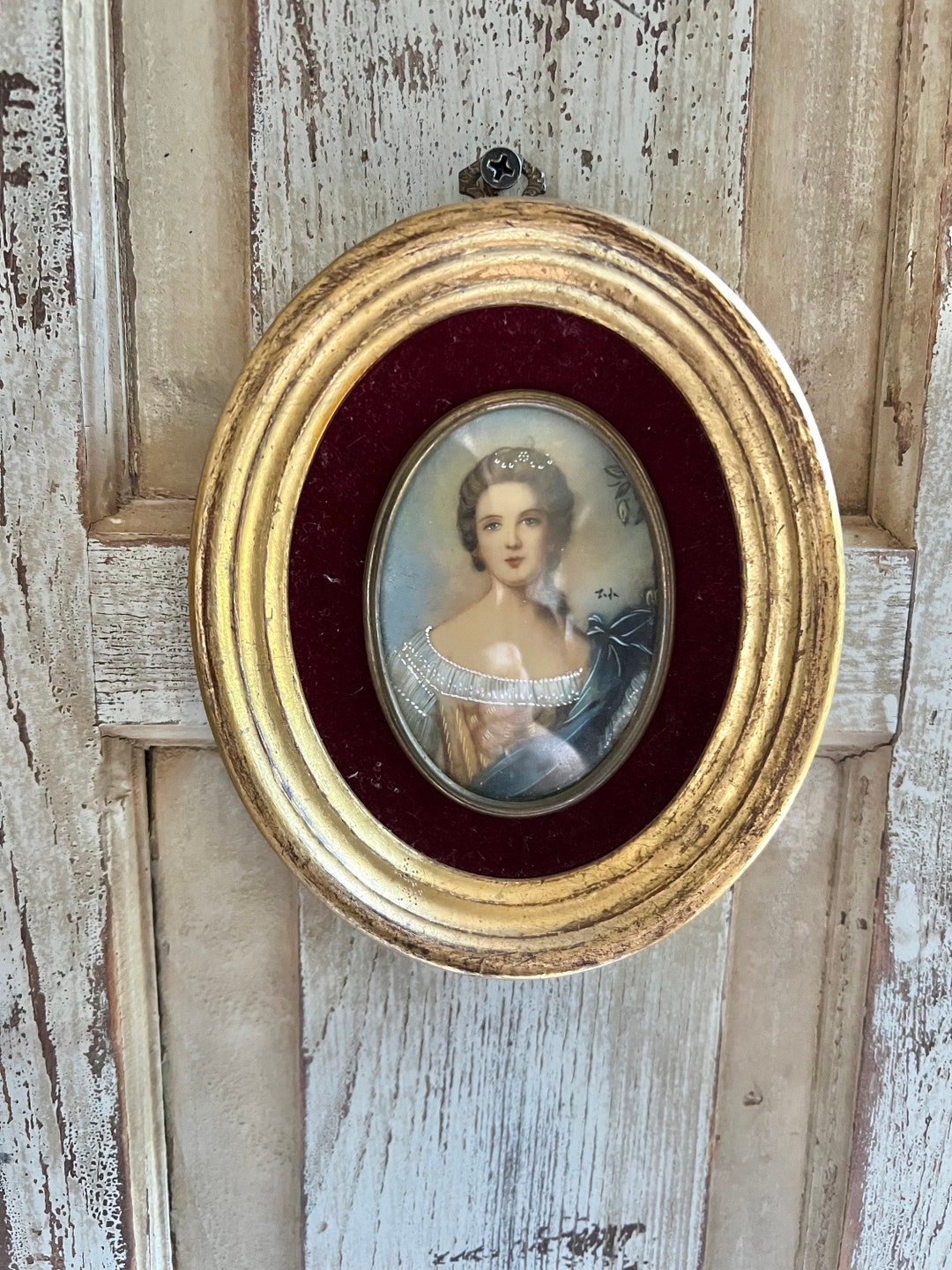 Original French Miniature Portrait Signed Watercolor 17th Century - Etsy