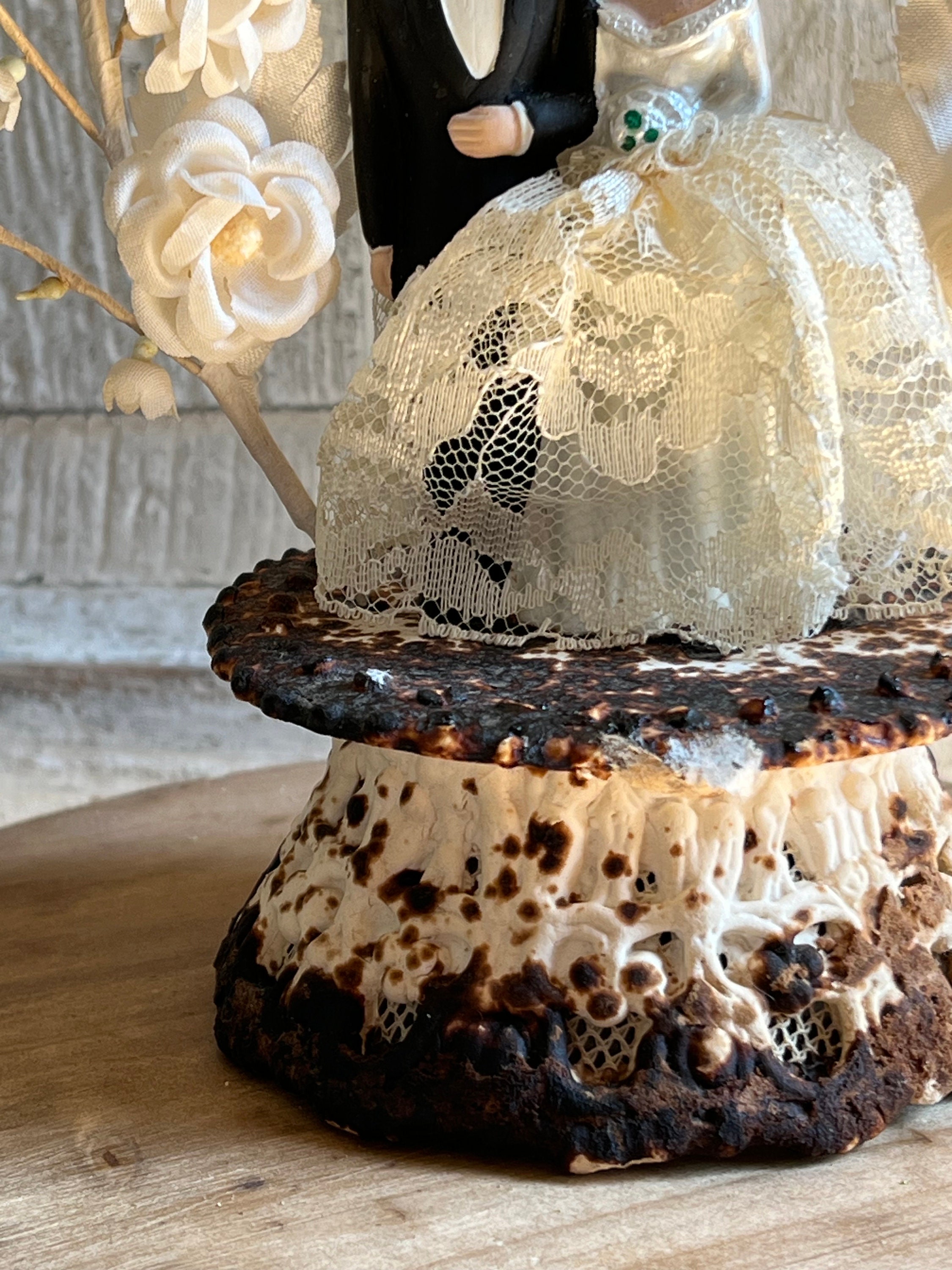 Early 1900s Wedding Cake Topper Silk Flowers Bride and Groom - Etsy