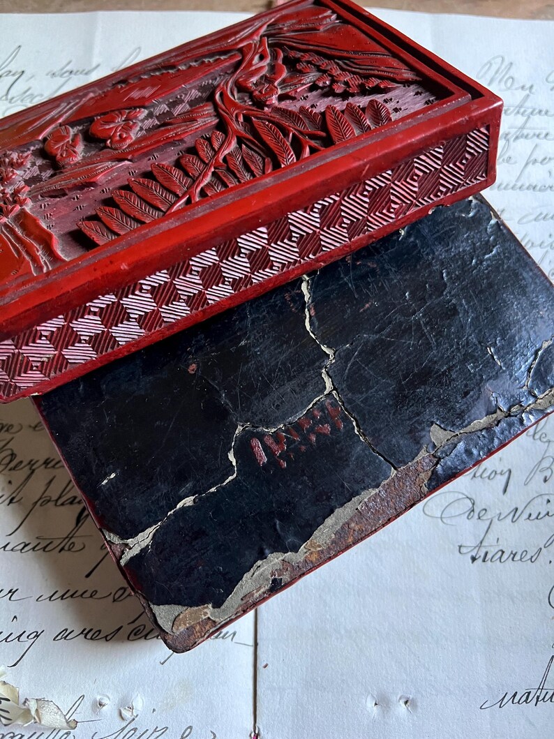 Antique Chinese Cinnabar Box - Etsy