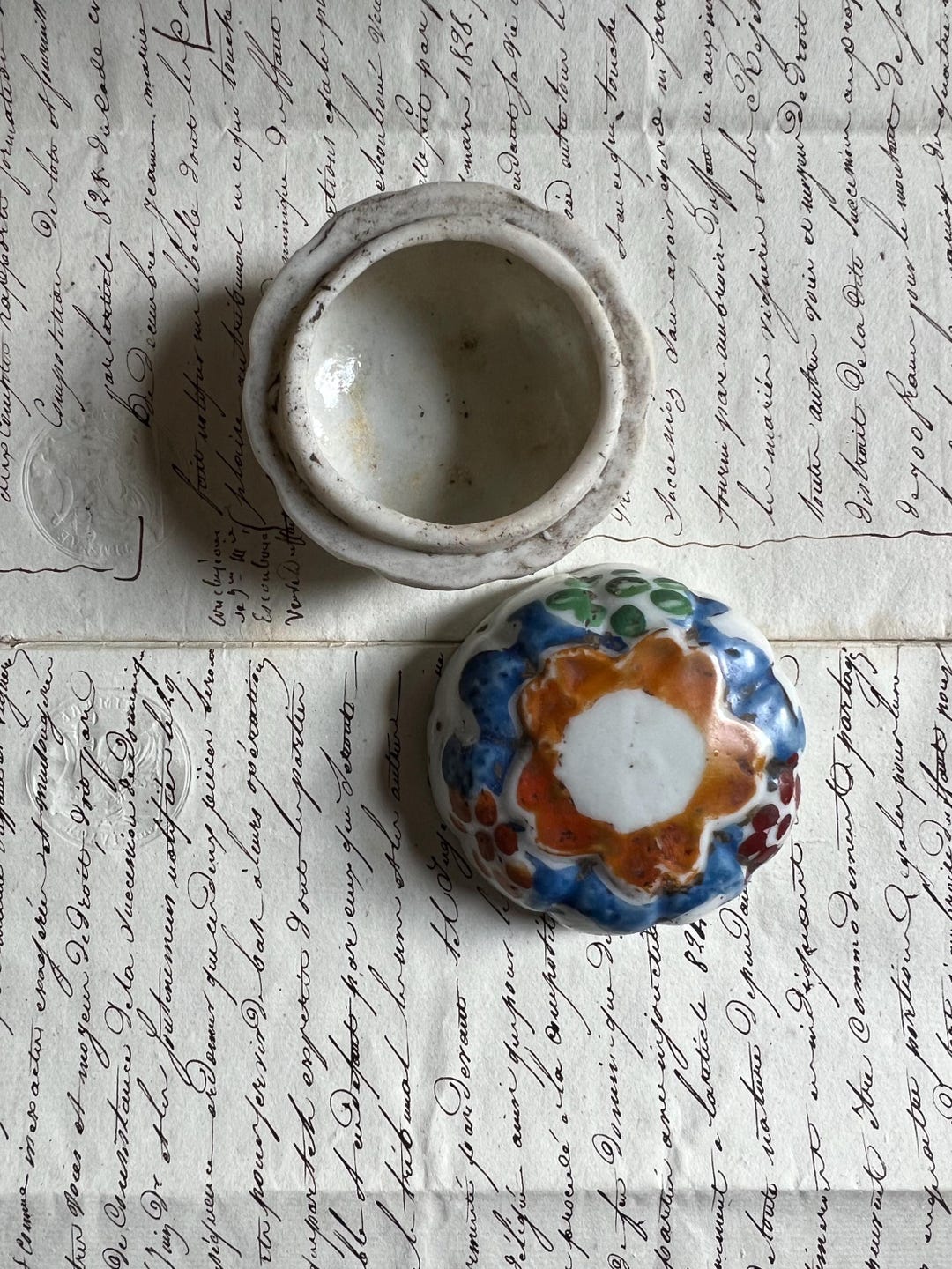 Antique French Faiance Pottery Trinket Pill Box - Etsy
