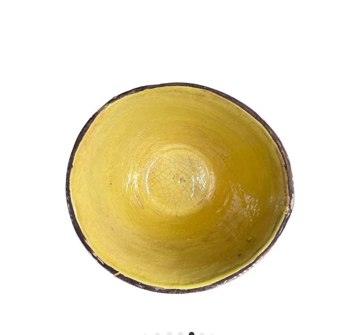 European Vintage Yellow Pottery Bowl - Etsy