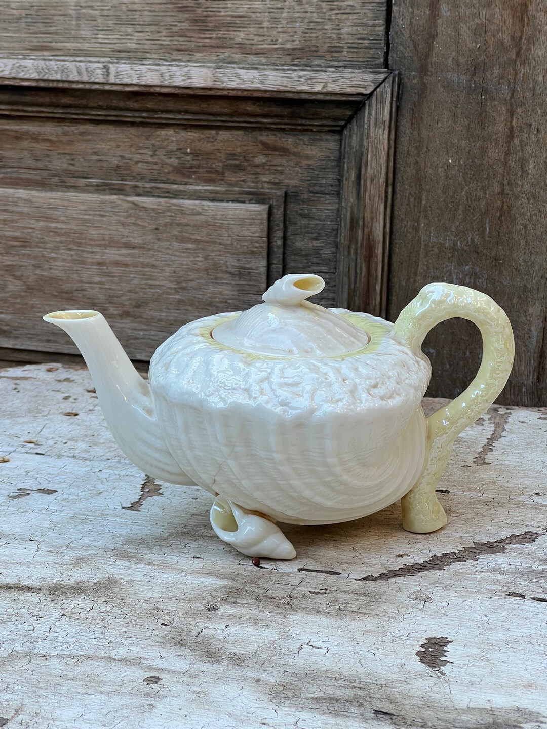 Antique Irish Beleek Tea Pot Sea Shell and Coral - Etsy