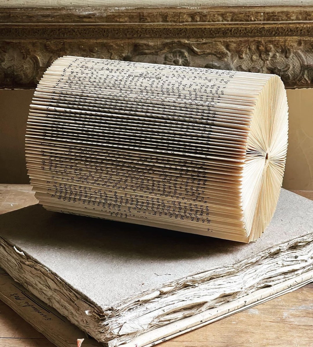 Vintage Folded Book Page Column Pedestal - Etsy