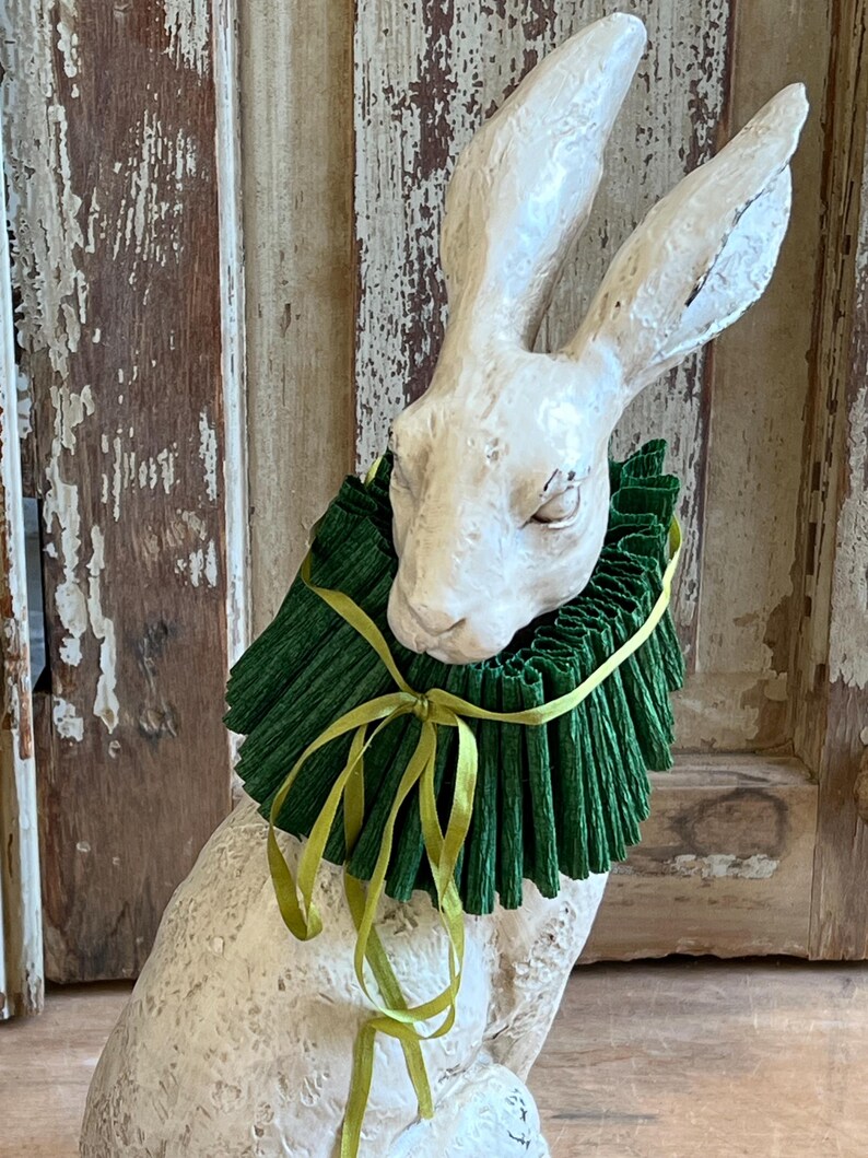 Resin Distressed White Rabbit With Crepe Collar Easter Spring Decor - Etsy