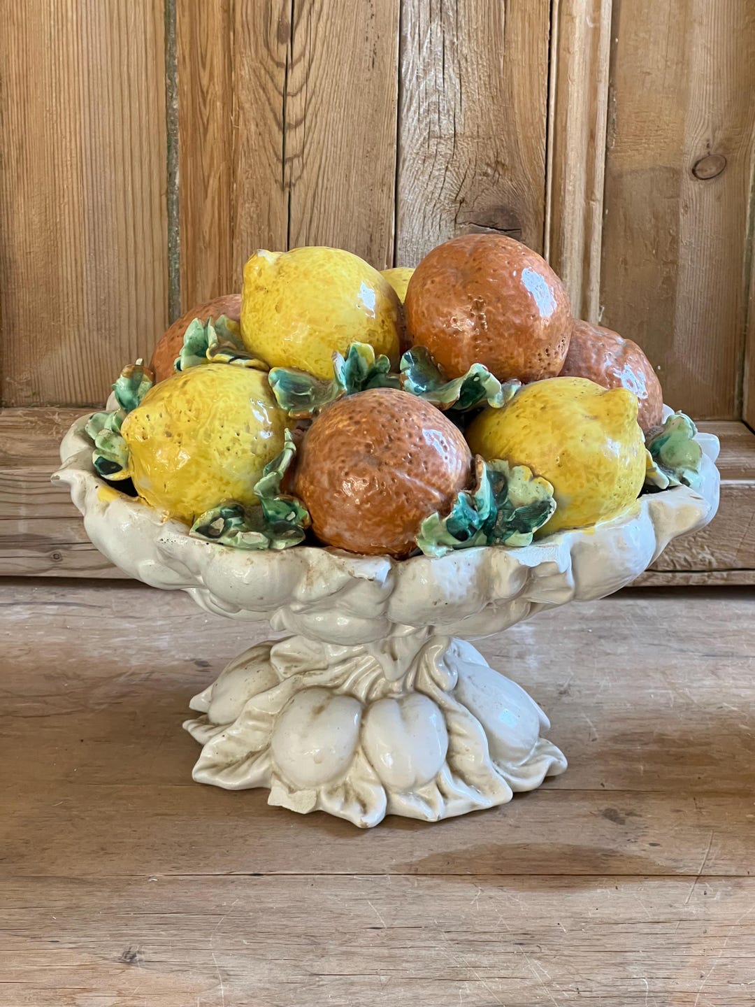 Vintage Italian Majolica Lemons and Oranges in Urn - Etsy
