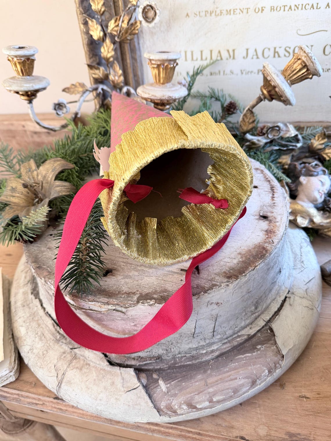 Handmade Victorian Style Paper Cone Ornament Joyeux Noelle - Etsy