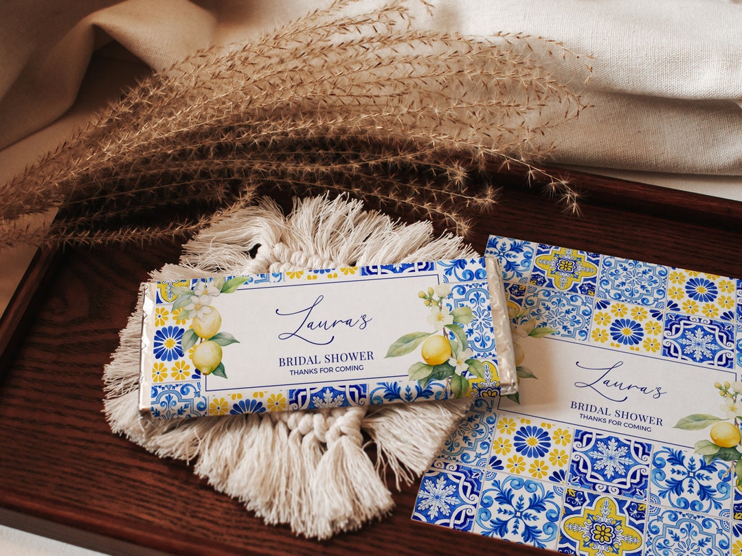 Lemon Mediterranean Bridal Shower Candy Bar Wrapper - Amalfi Coast ...