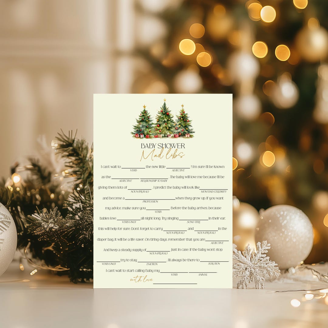 Christmas Baby Shower Mad Libs Game - Editable Printable Festive Winter ...