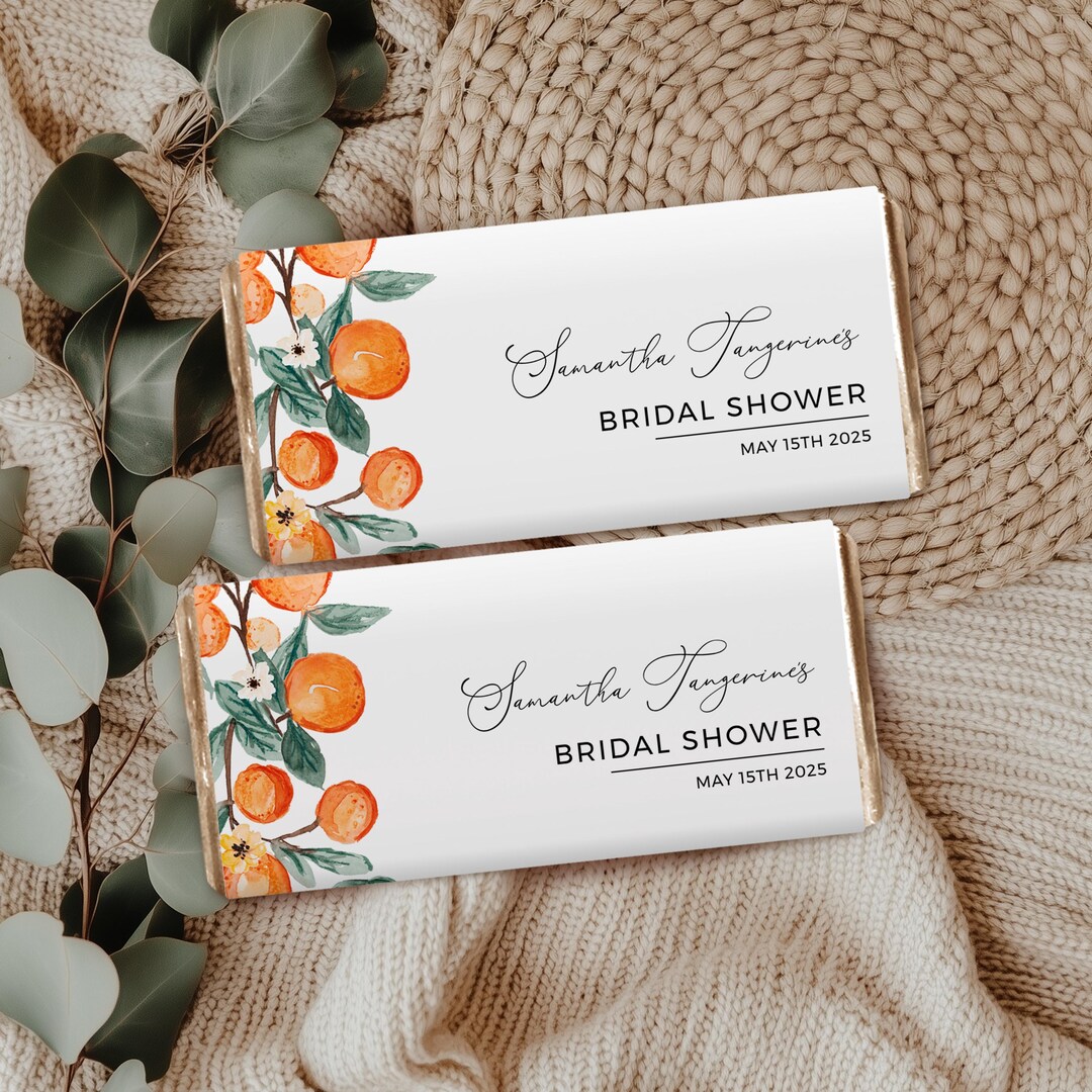 Orange Blossom Bridal Shower Candy Bar Wrapper - Editable Printable ...