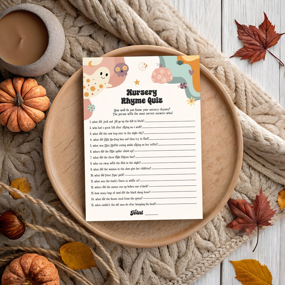 Retro Halloween Nursery Rhyme Quiz Game - Editable Printable Pumpkin ...