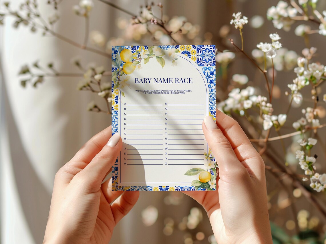 Lemon Mediterranean Baby Name Race Game - Editable & Printable A-Z ...