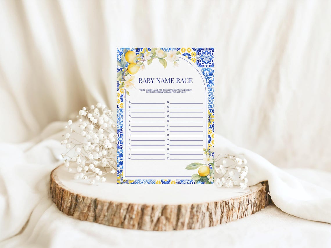 Lemon Mediterranean Baby Name Race Game - Editable & Printable A-Z ...