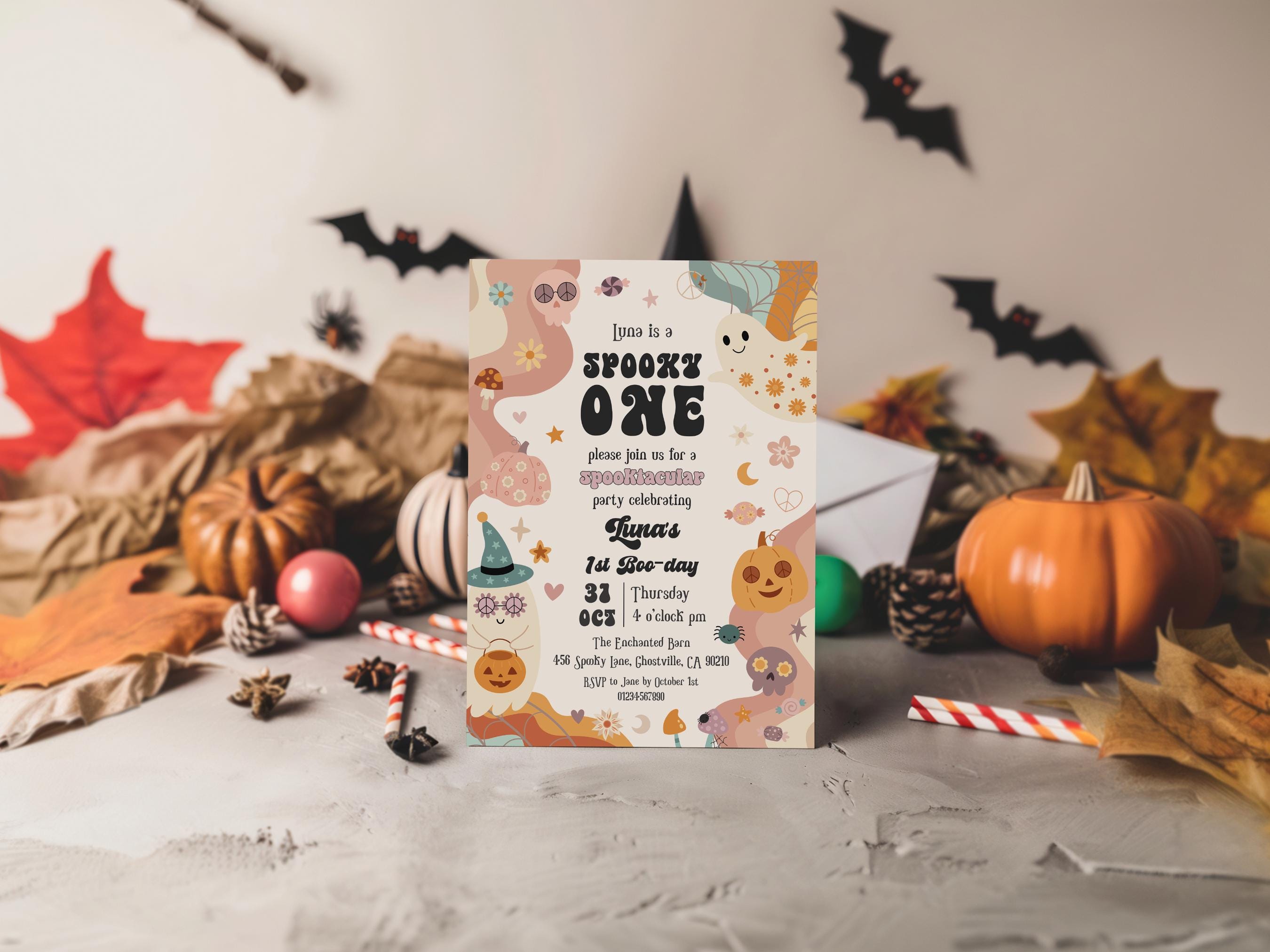 Spooky One 1st Birthday Invitation - Halloween Spooky First Boo-day ...