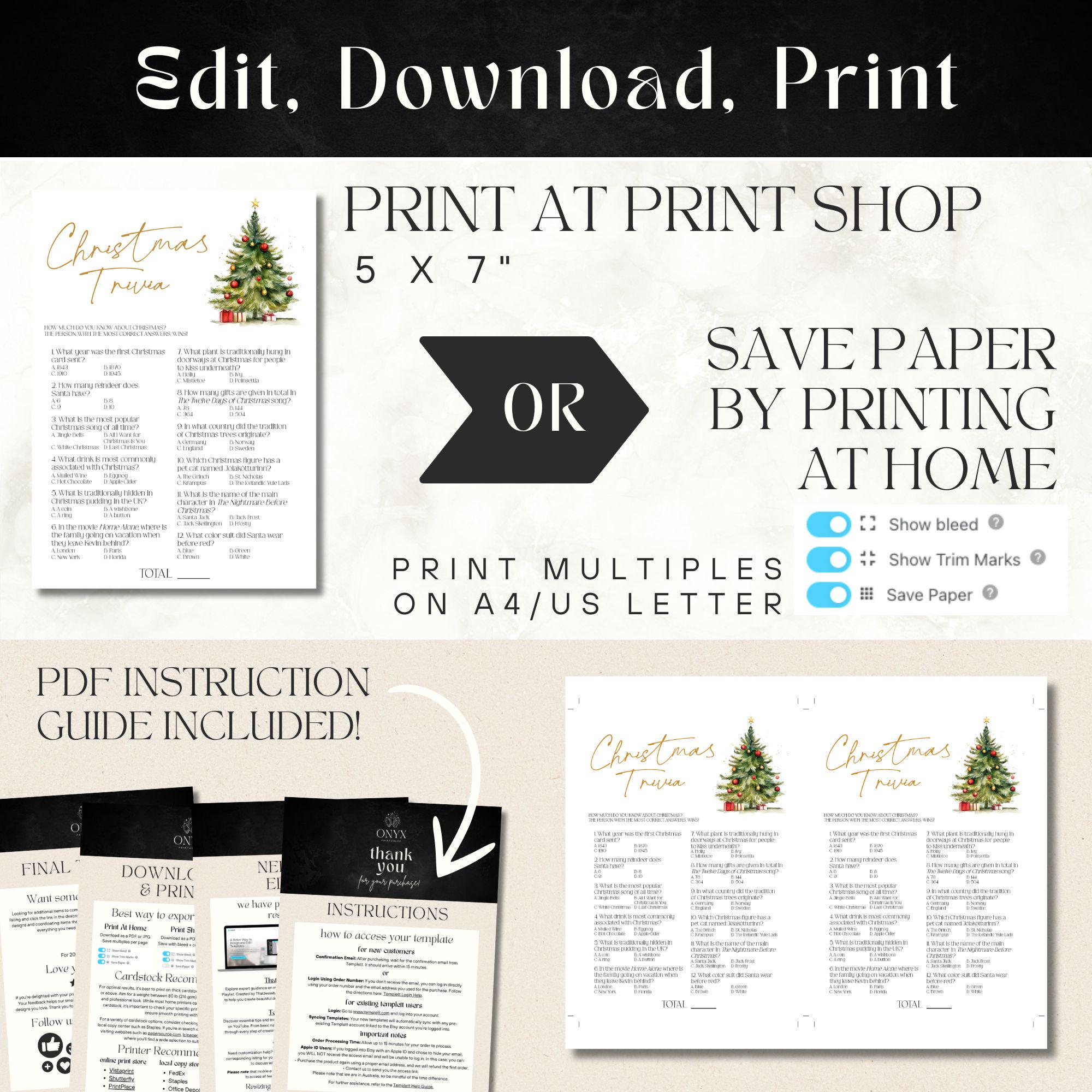 Christmas Trivia Game - Editable Printable Festive Winter Wonderland ...
