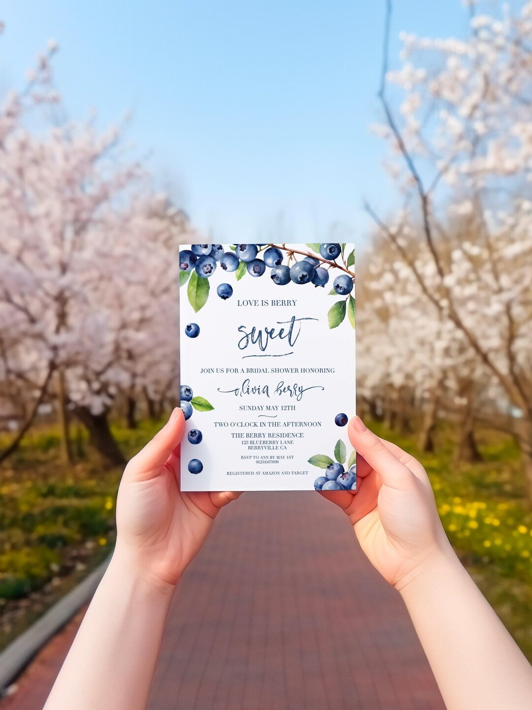 Blueberry Bridal Shower Invitation - Watercolor Love is 'berry Sweet ...