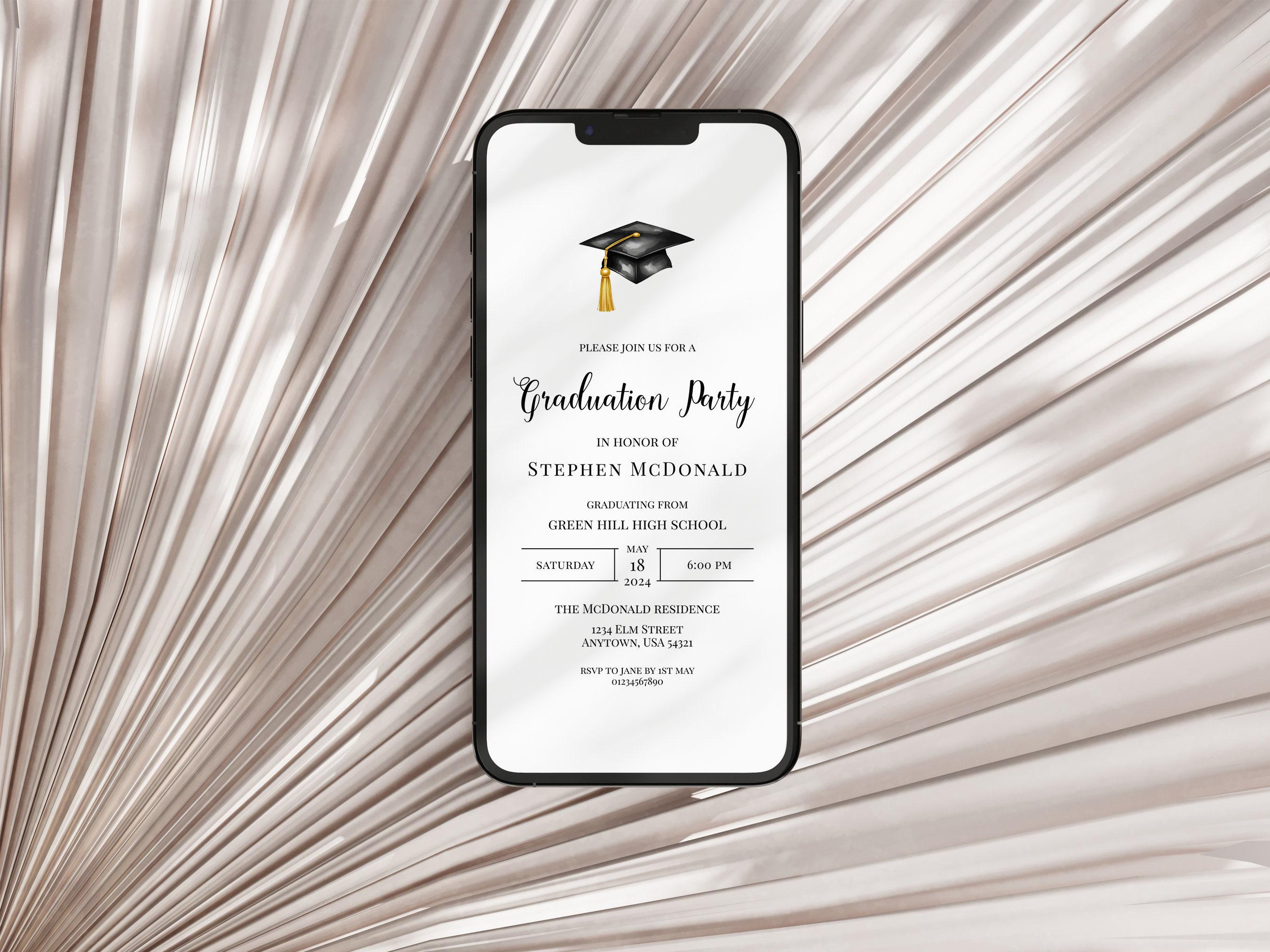 Graduation Party Invitation - Modern Minimalist Editable Template ...