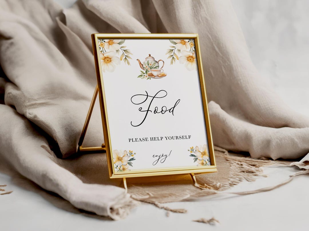 Tea Party Food Sign - White Floral High Tea Bridal & Baby Shower Party ...