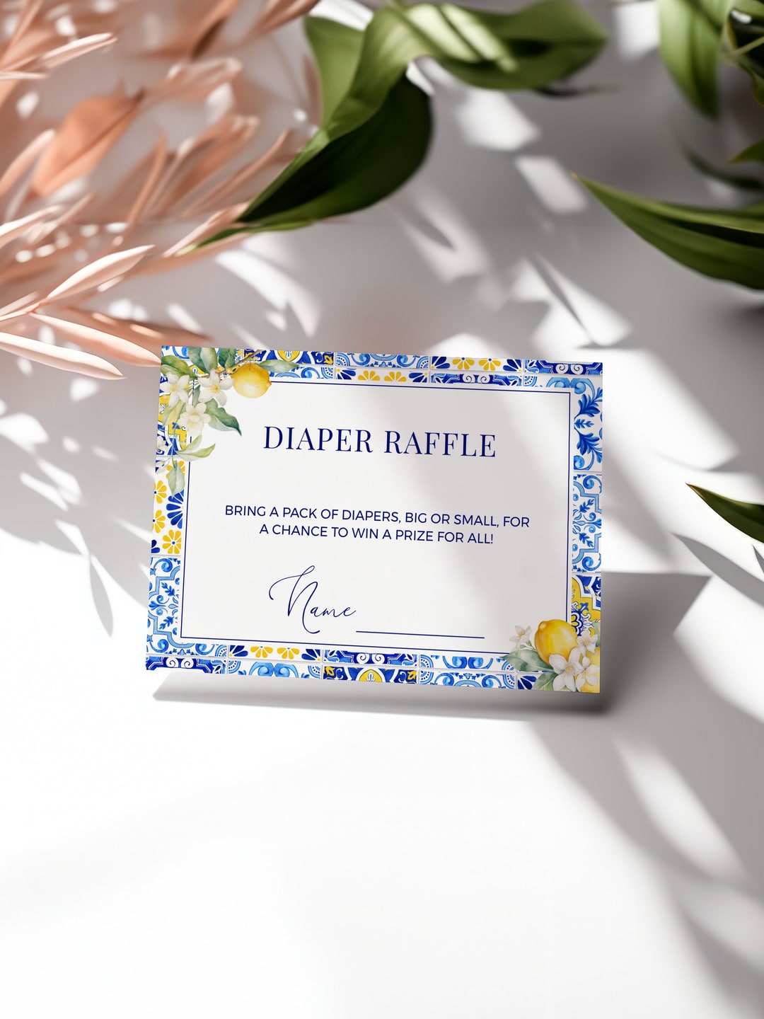 Lemon Mediterranean Diaper Raffle Ticket Template - Amalfi Coast Baby ...