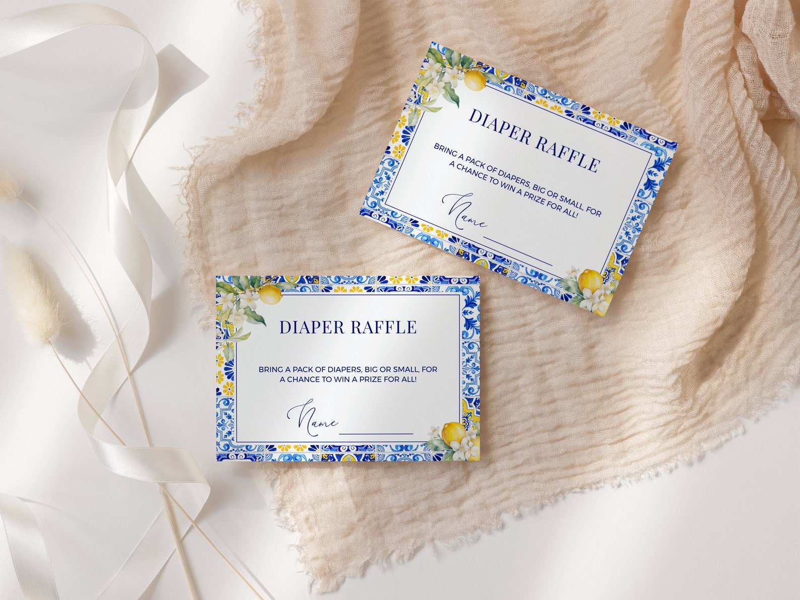 Lemon Mediterranean Diaper Raffle Ticket Template - Amalfi Coast Baby ...