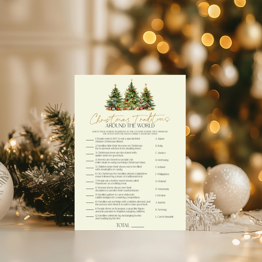 Christmas Traditions Around the World Game - Editable Printable Festive ...
