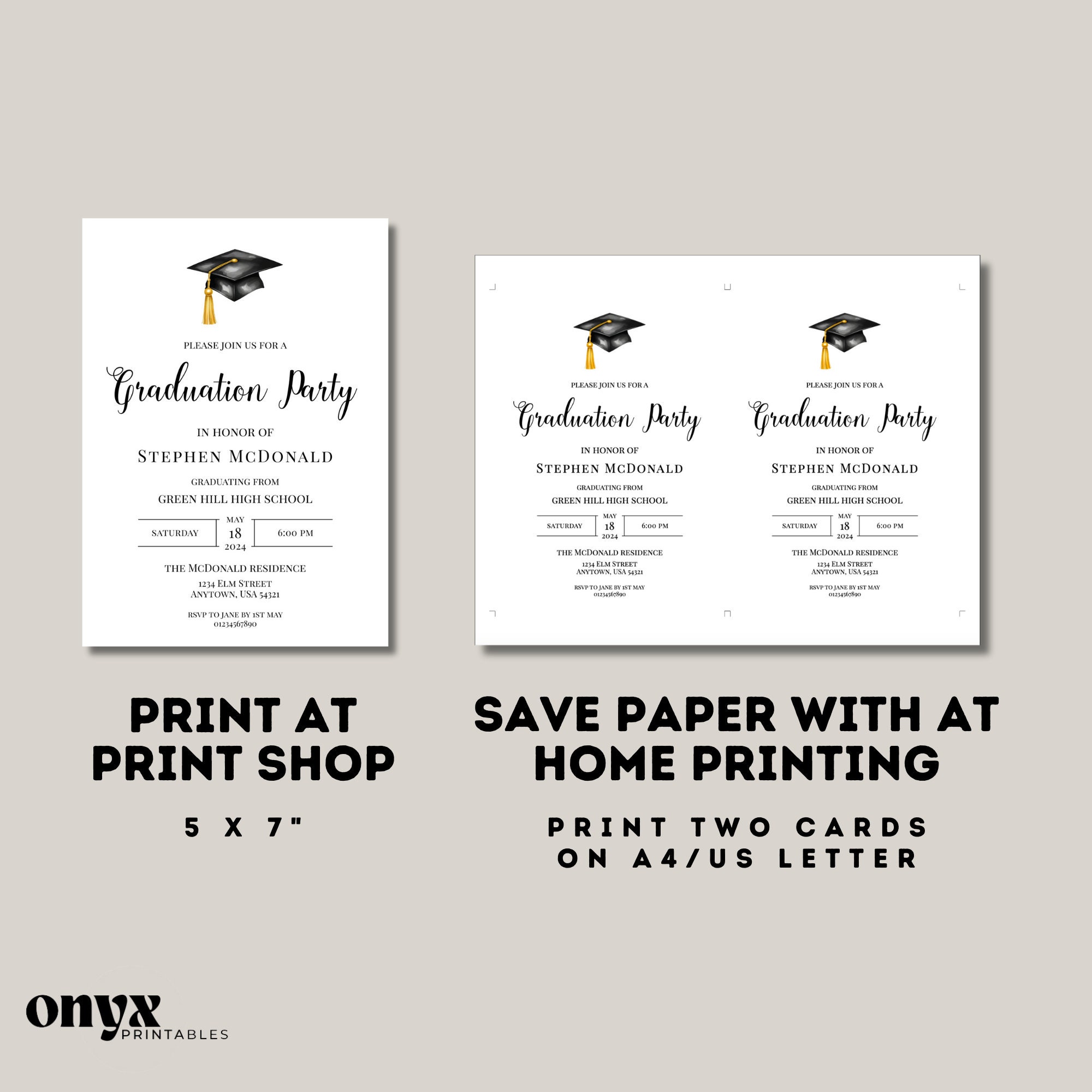 Graduation Party Invitation Modern Minimalist Editable Template ...