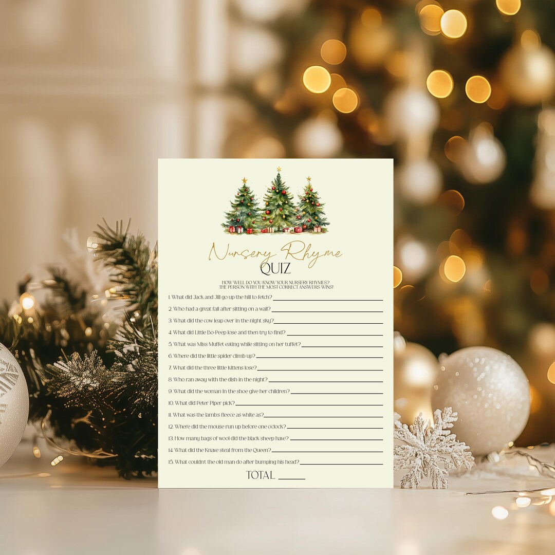 Christmas Nursery Rhyme Quiz Game - Editable Printable Holiday Festive ...