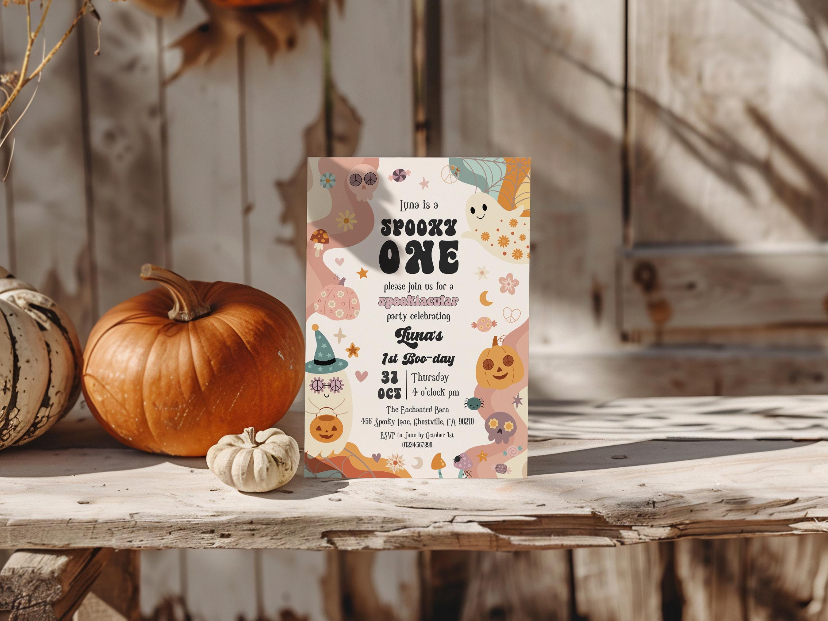 Spooky One 1st Birthday Invitation - Halloween Spooky First Boo-day ...