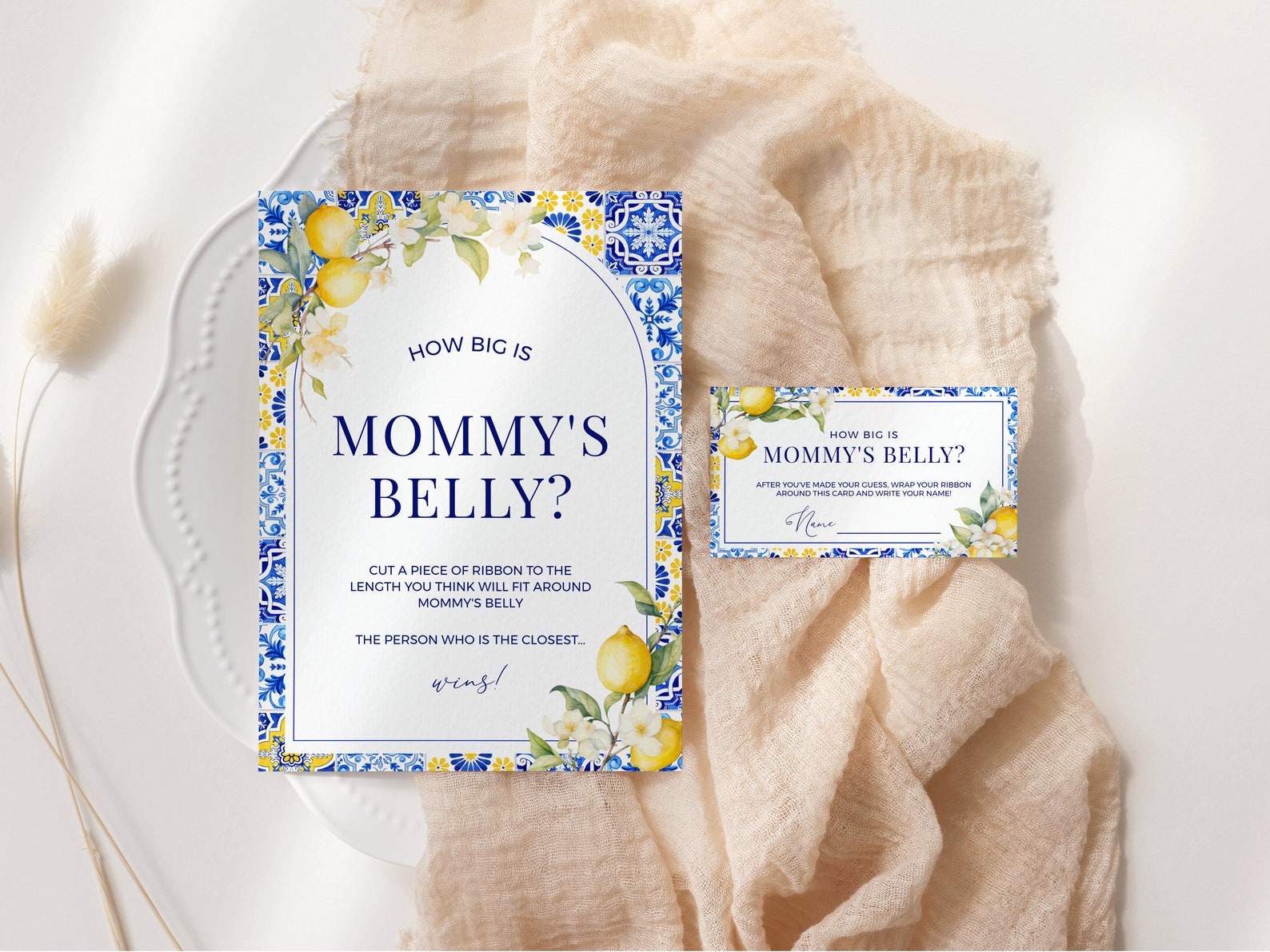 Lemon Mediterranean How Big is Mommy's Belly? Game Sign & Ticket ...
