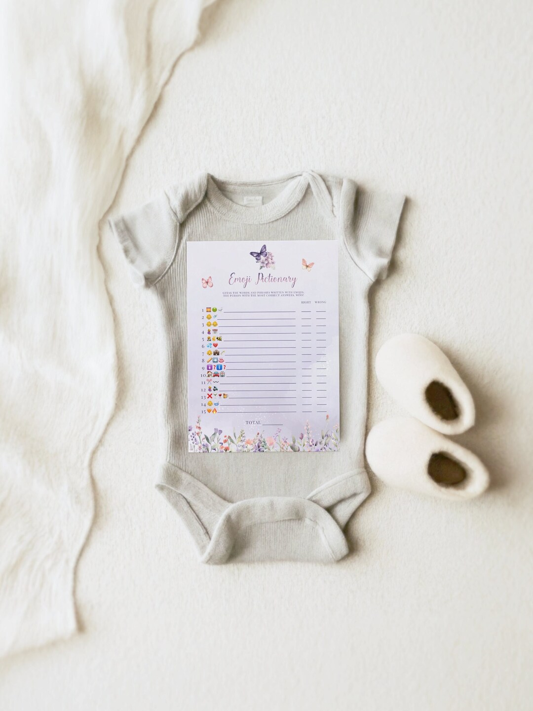Butterfly Baby Shower Emoji Pictionary Game - Whimsical Enchanted ...