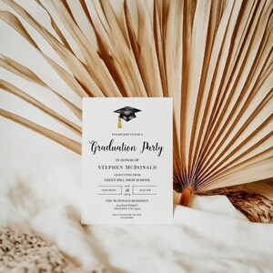 Graduation Party Invitation - Modern Minimalist Editable Template ...
