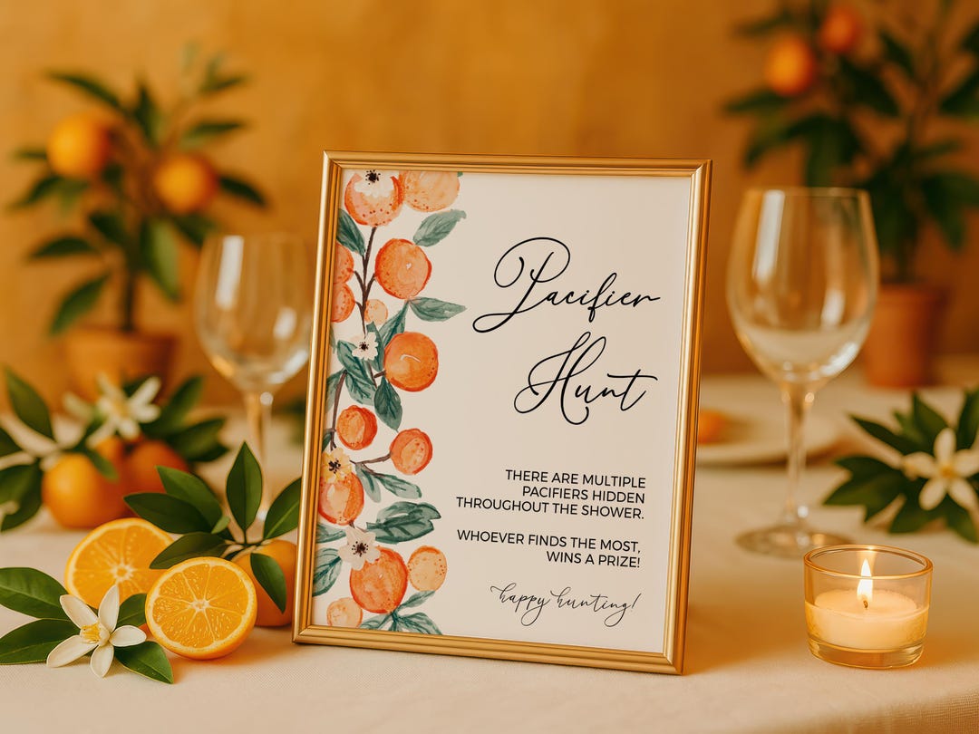 Orange Blossom Pacifier Hunt Game Sign - Editable Printable Citrus ...