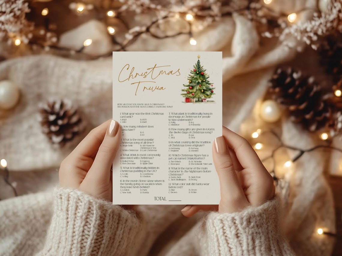 Christmas Trivia Game - Editable Printable Festive Winter Wonderland ...