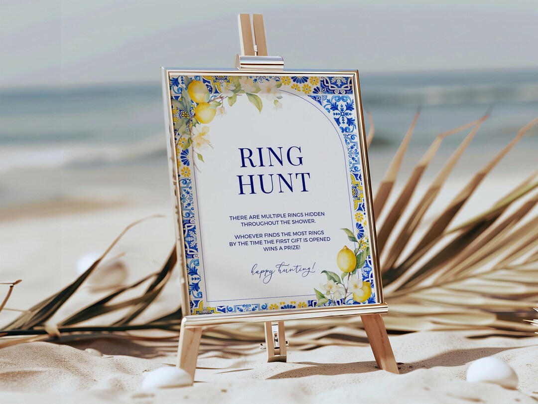 Lemon Mediterranean Ring Hunt Game Sign - Italian Amalfi Coast Bridal ...