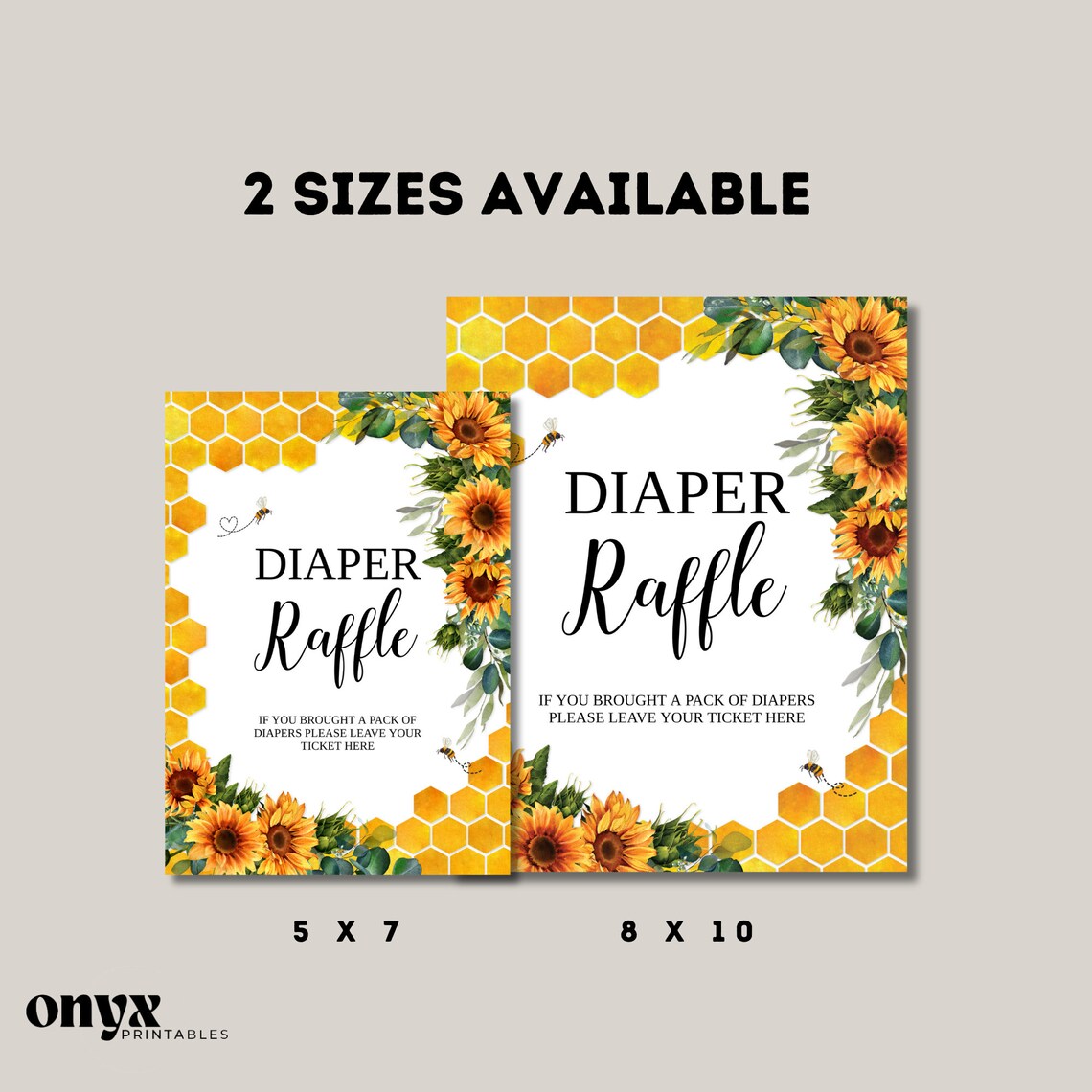 Sunflower Bee Diaper Raffle Sign Editable Baby Shower Game, Printable ...