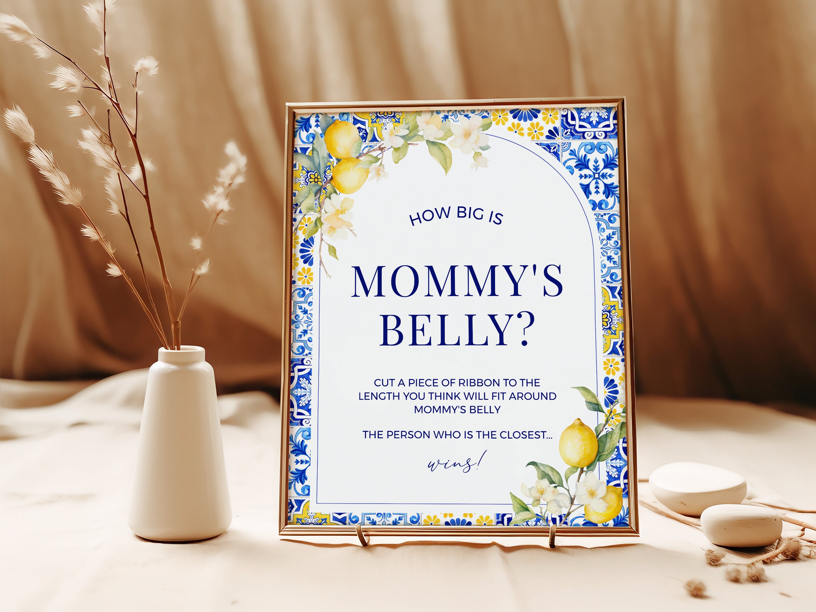 Lemon Mediterranean How Big is Mommy's Belly? Game Sign & Ticket ...