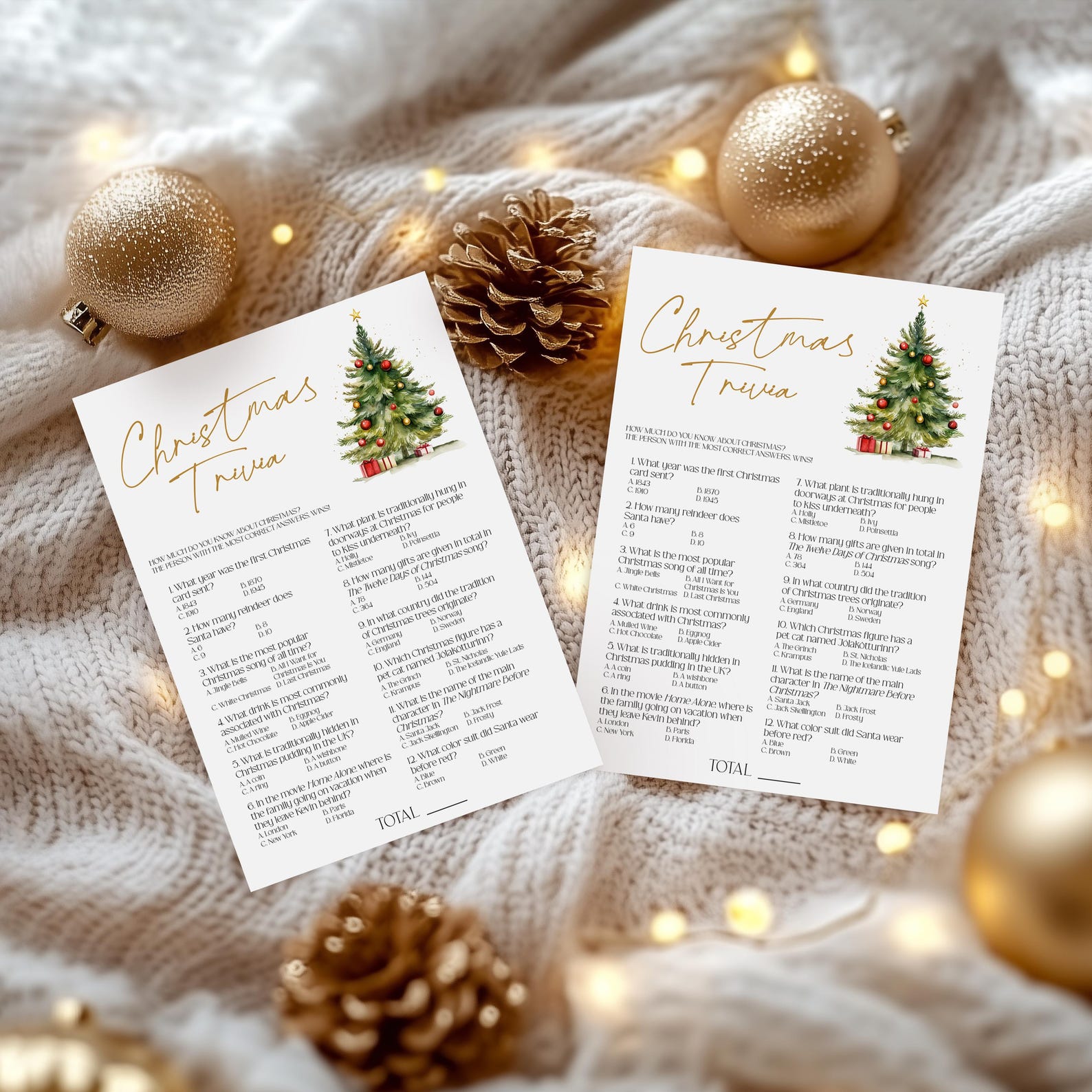 Christmas Trivia Game - Editable Printable Festive Winter Wonderland ...