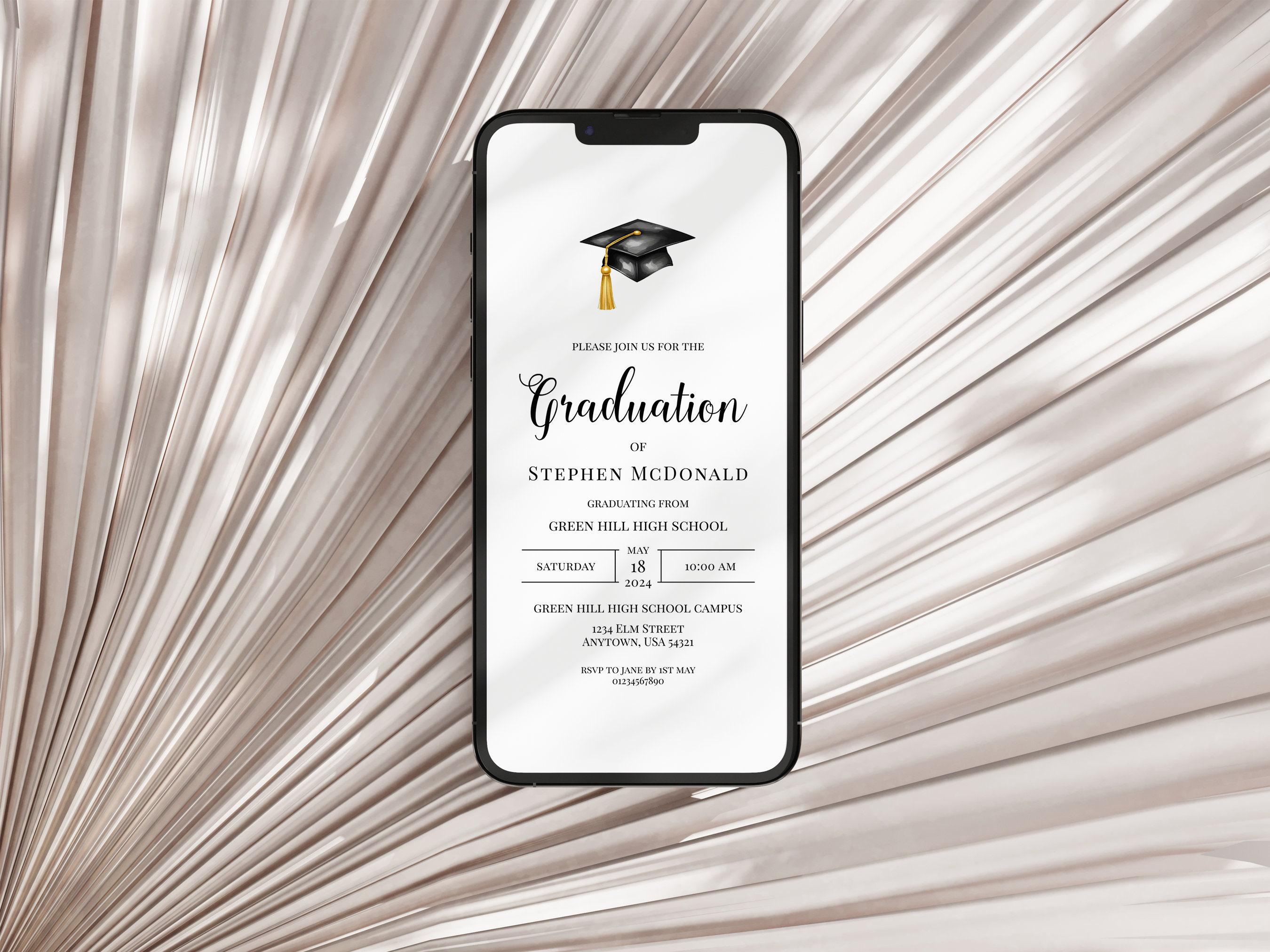 Graduation Ceremony Invite - Sleek & Simple Design, Editable Template ...