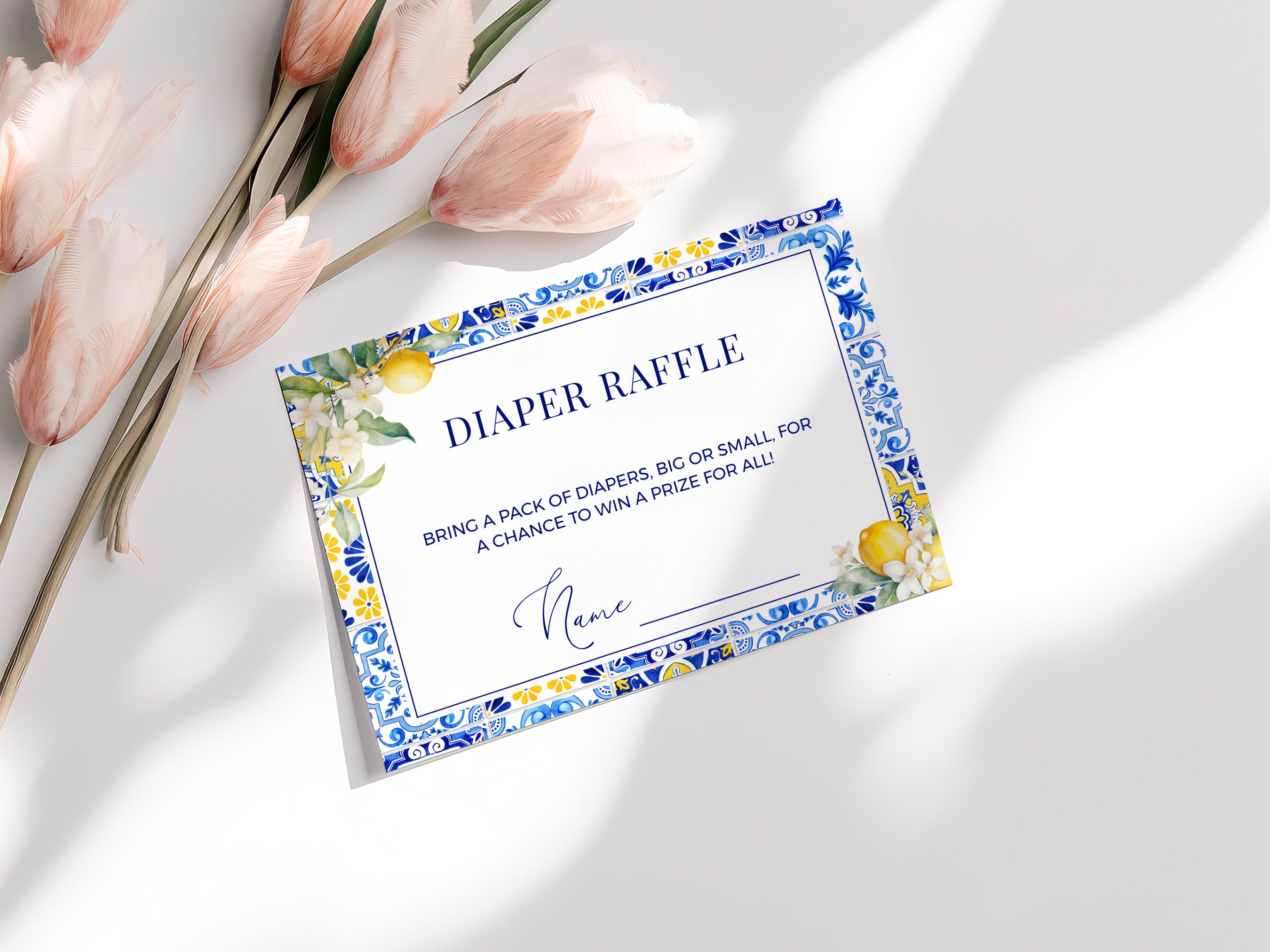 Lemon Mediterranean Diaper Raffle Ticket Template - Amalfi Coast Baby ...