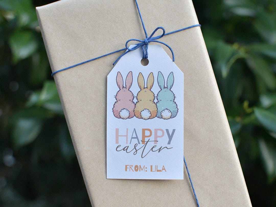 Printable Easter Bunny Gift Tags With Soft Pastel Tails - Editable ...