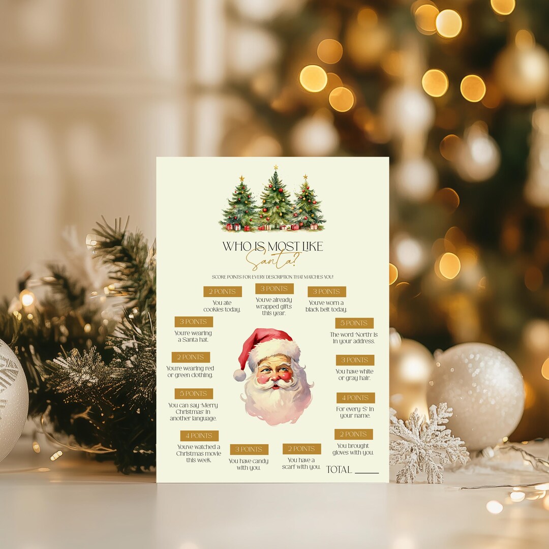 Christmas Who is Most Like Santa? Game - Editable Printable Festive Tis ...