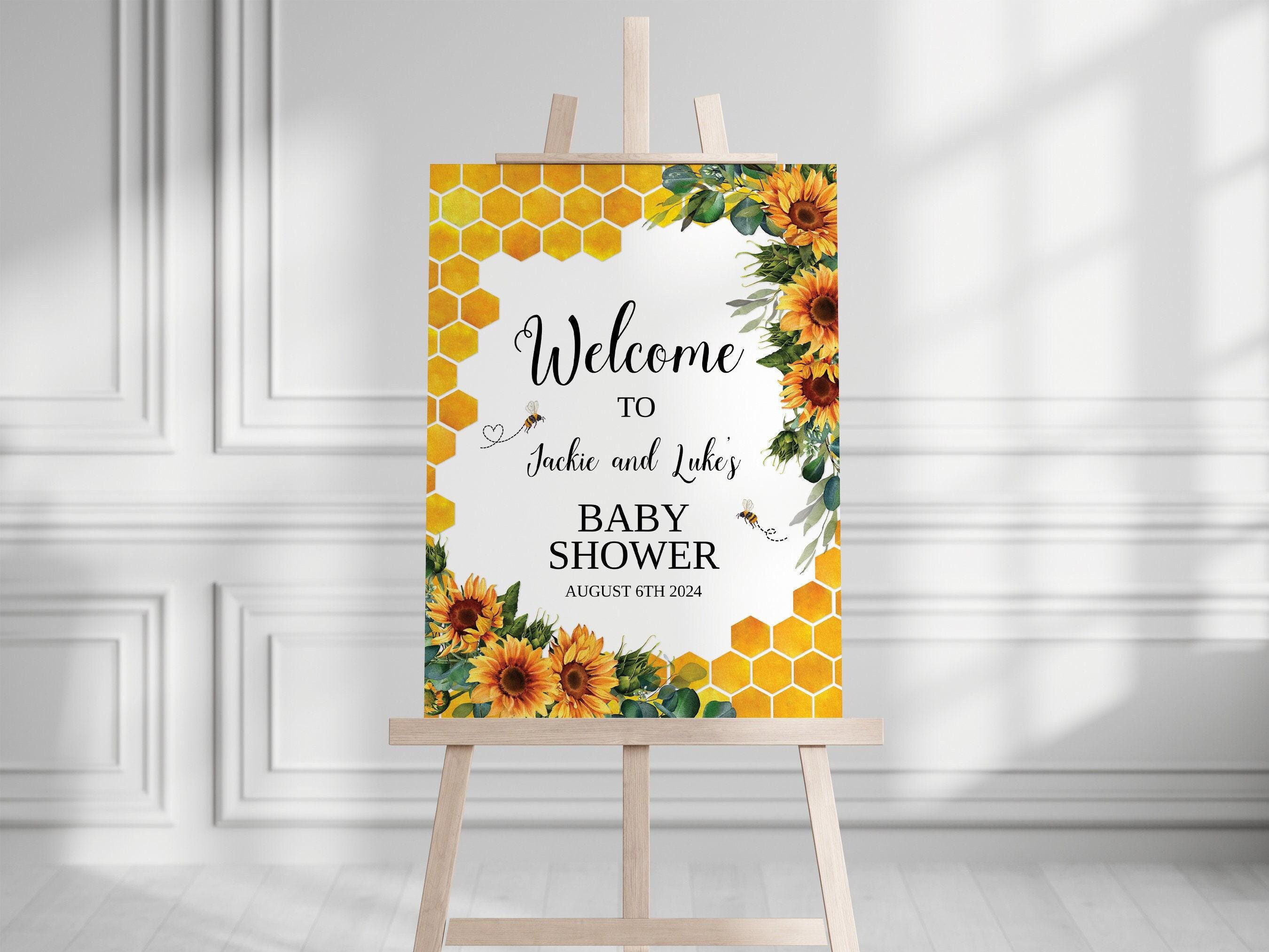 Printable Baby Shower Welcome Sign - Sunflower Honey Bee Design ...