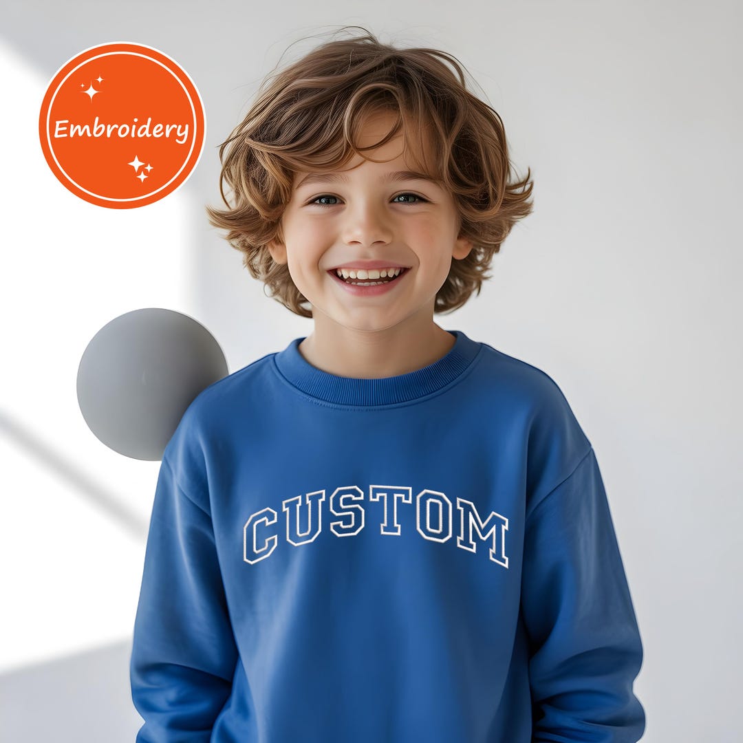 Custom Embroidered Kids Sweatshirt, Personalized Gift Xs–s,youth ...
