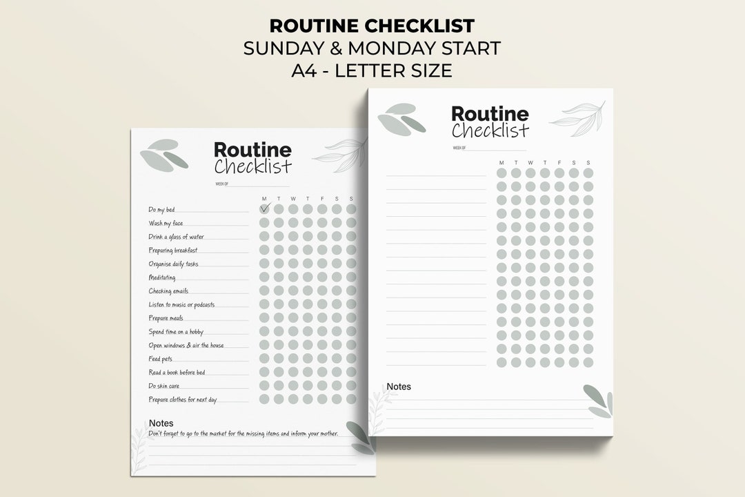 Printable Daily & Weekly Routine Checklist - Personalized Habit Tracker ...