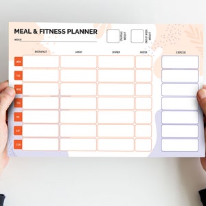 Meal and Fitness Planner - Printable Meal Planner - Health & Fitness ...