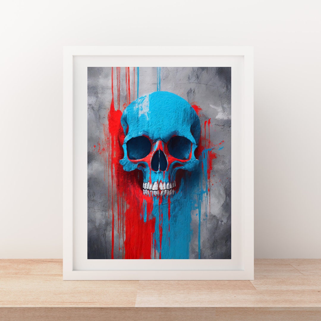 Patriotic Industrial Skull: Dynamic Digital Artwork, Digital Skull Wall ...