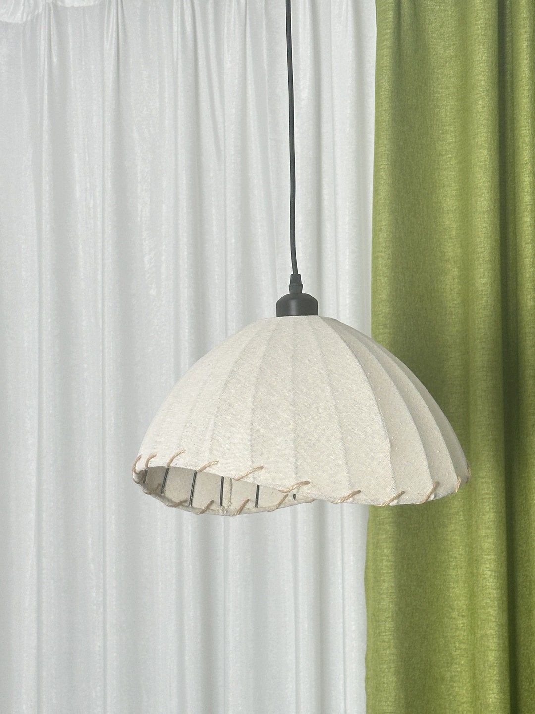 Vintage Fabric Pendant Lamp,linen Lampshade,rustic Farmhouse Chandelier ...
