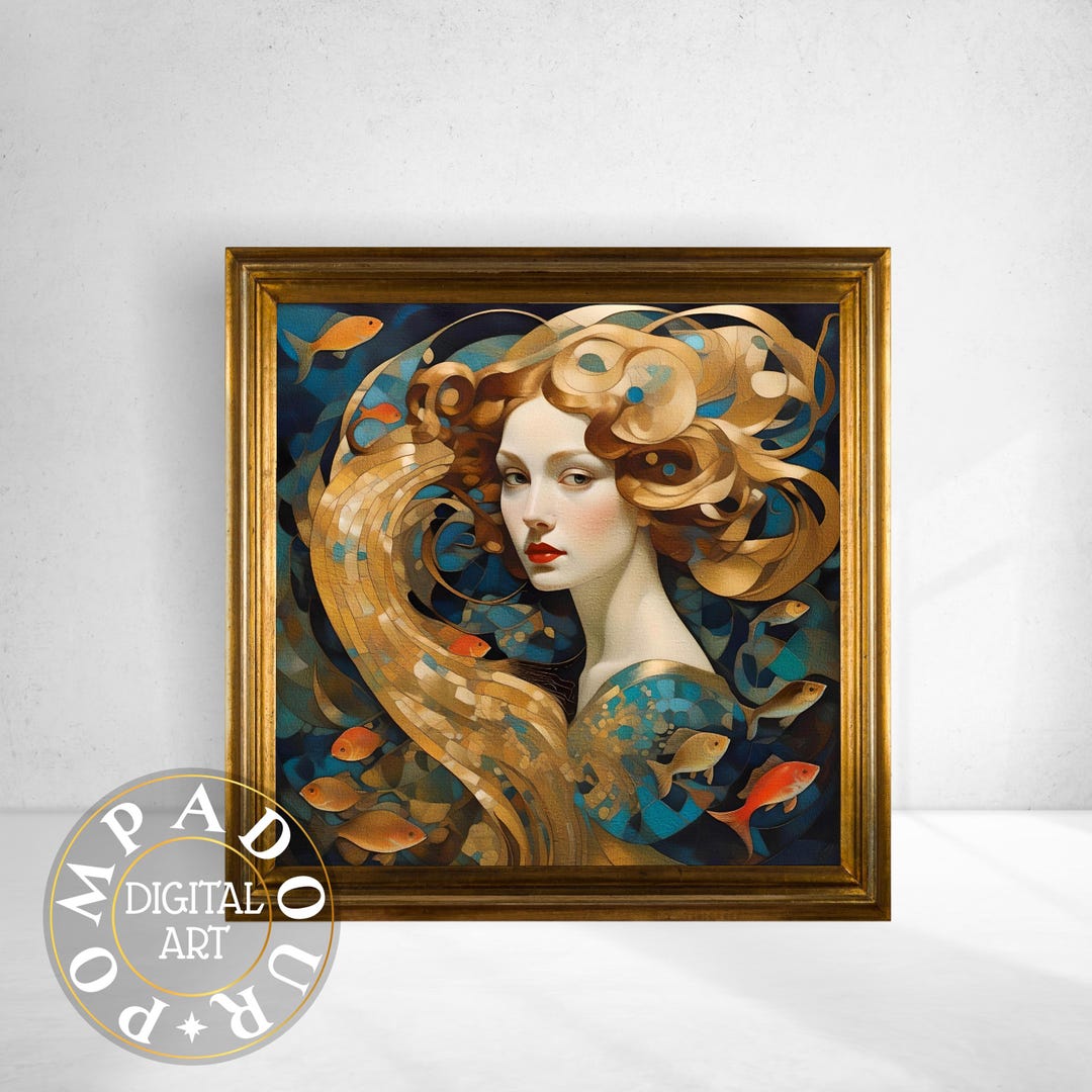 Abstract Little Mermaid Printable Artwork Fantasy Wall Art Paint Oil ...