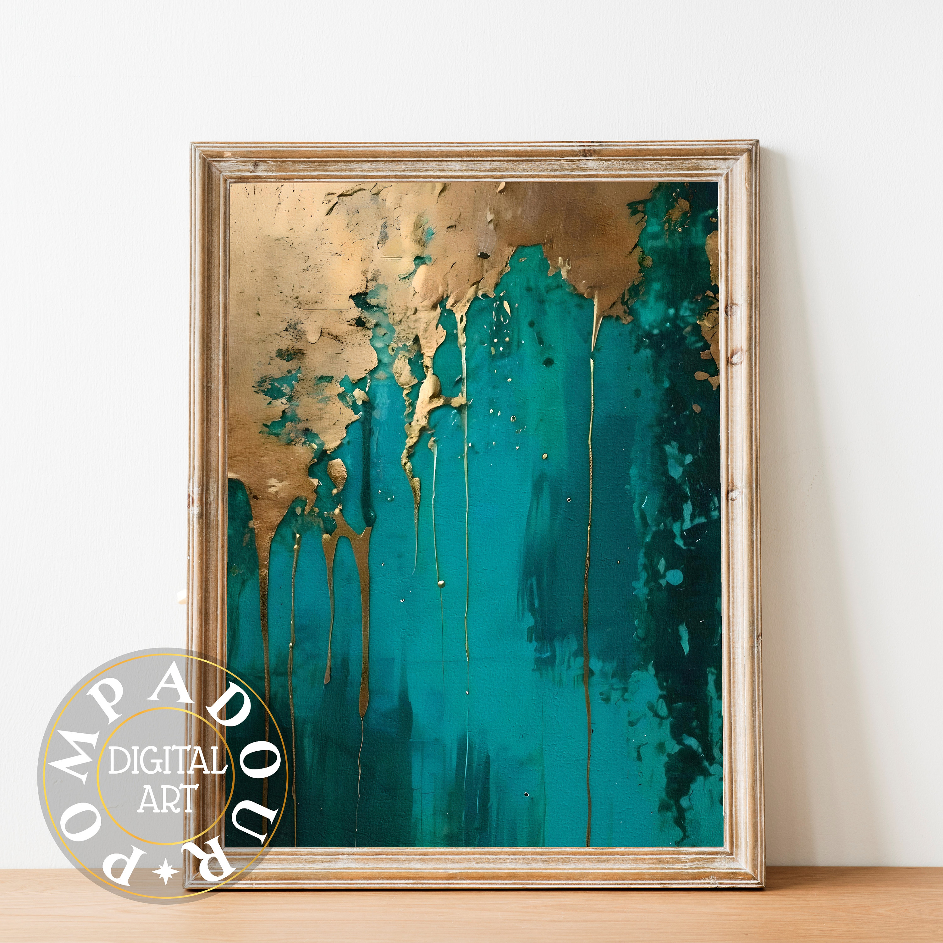 Gold Corner on Teal Turquoise Background Printable Art | Gold Foil ...
