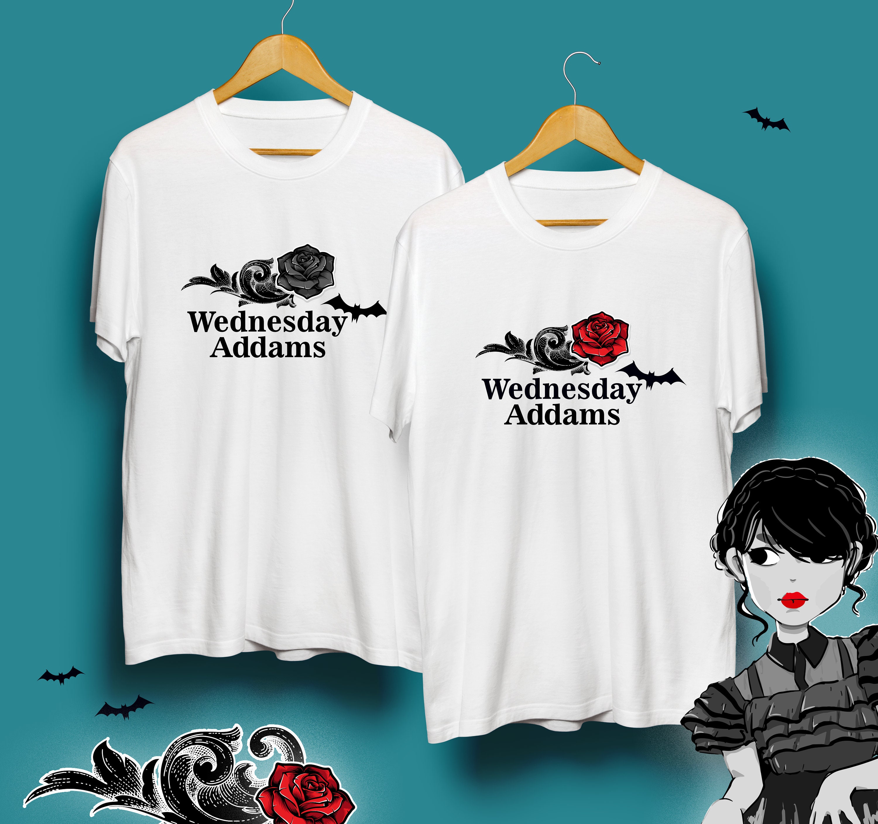 Wednesday Addams Cartoon Vector Print Gothic Art PNG, SVG, AI, Pdf ...